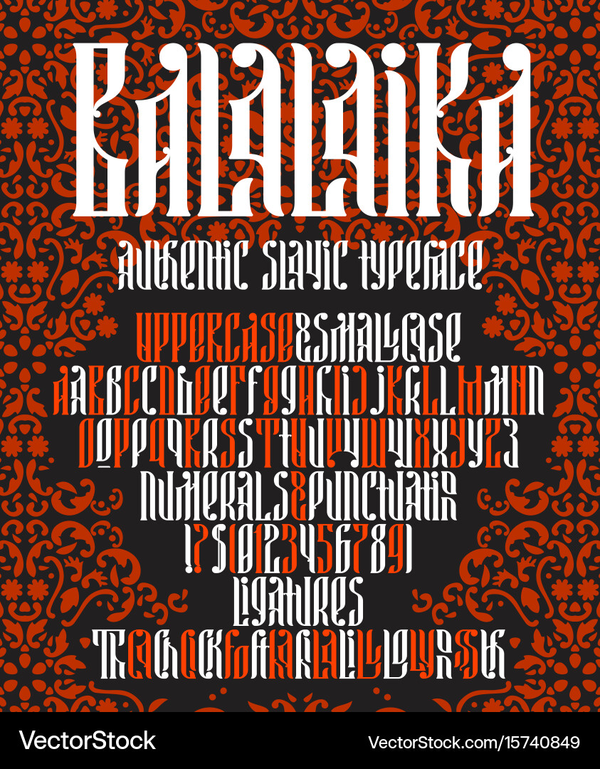 Balalaika font set Royalty Free Vector Image - VectorStock