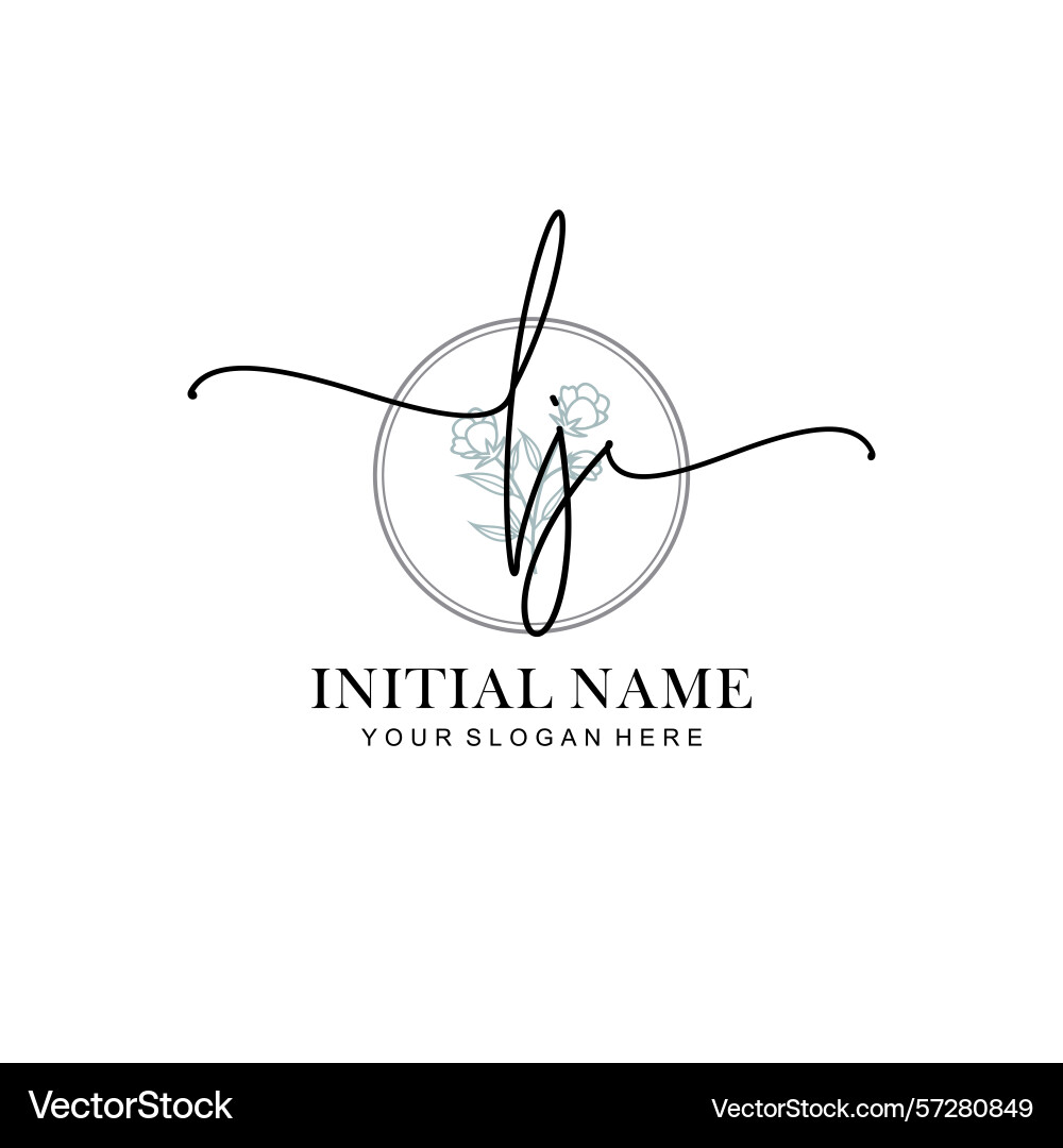 Floral monogram logos with lj initials Royalty Free Vector