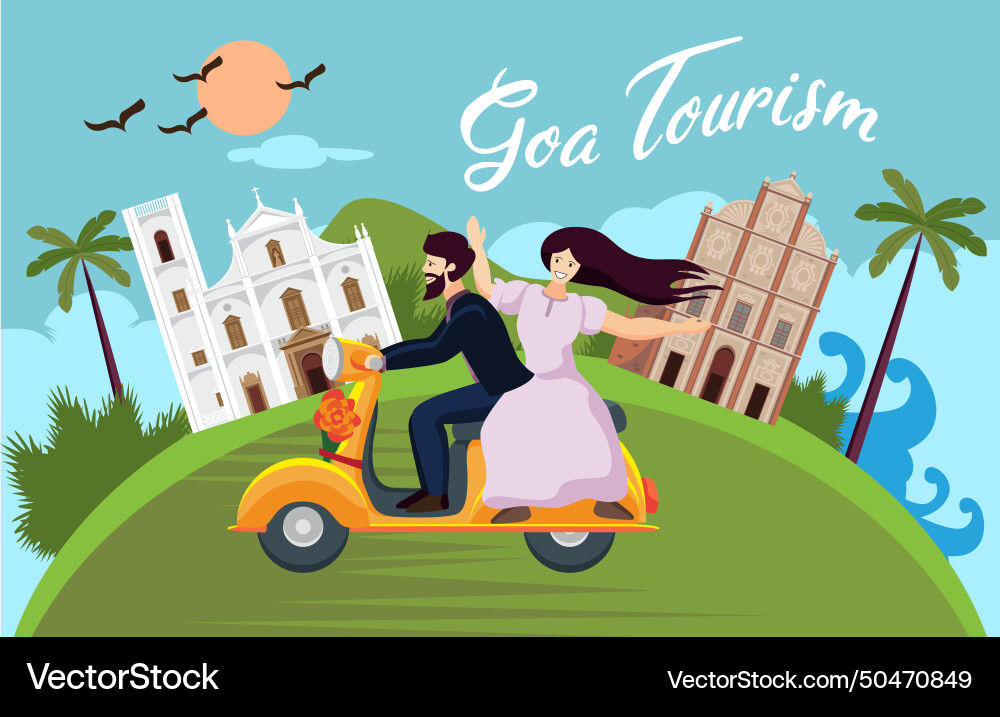 Goa tourism design collage Royalty Free Vector Image