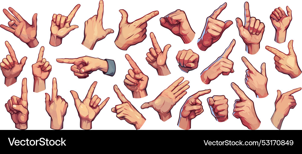 Hand gestures finger pointing hands arm fingers Vector Image