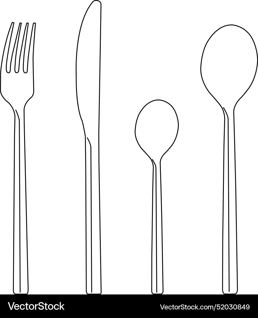 Kitchenware outline icon set fork knife small Vector Image