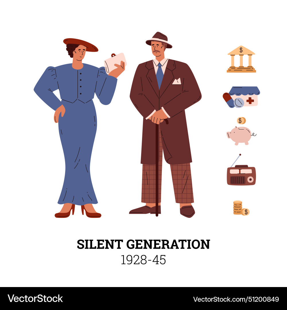 People silent generation 1928-45 social Royalty Free Vector
