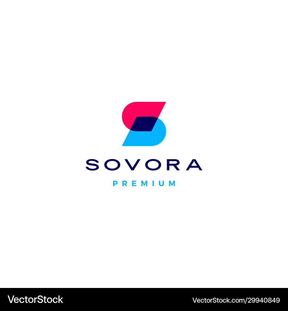S letter initial logo icon overlap overlapping Vector Image