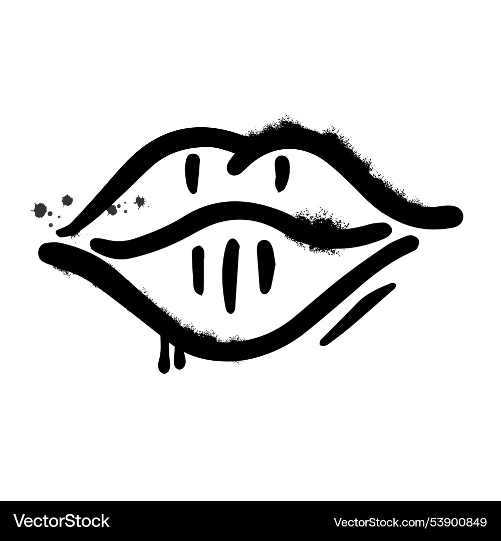 Spray graffiti lips texture element isolated Vector Image