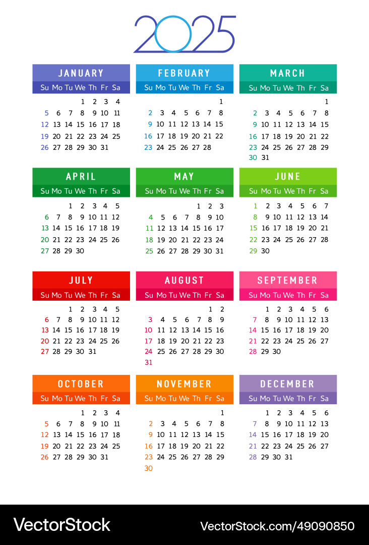 2025 Calendar - Week Start Sunday - Editable Templ