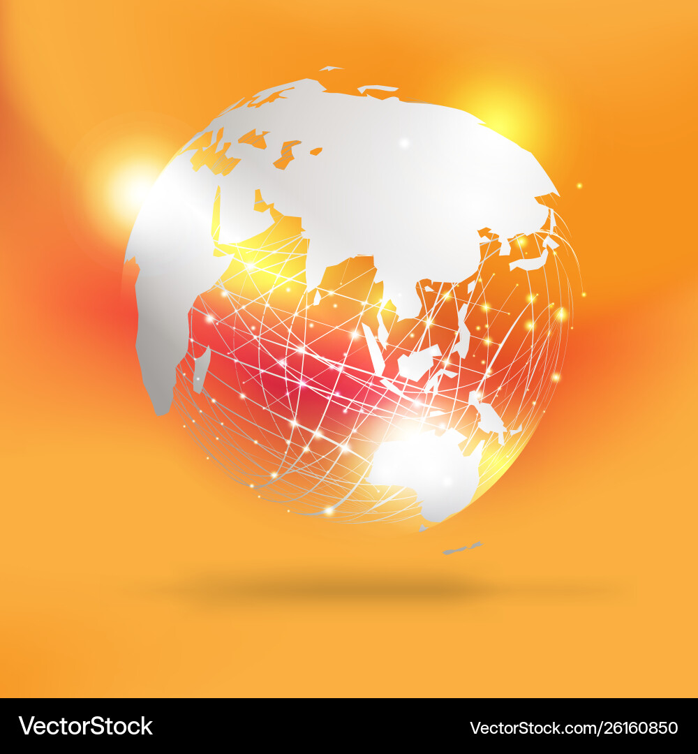 Asia abstract white paper cut style world map Vector Image