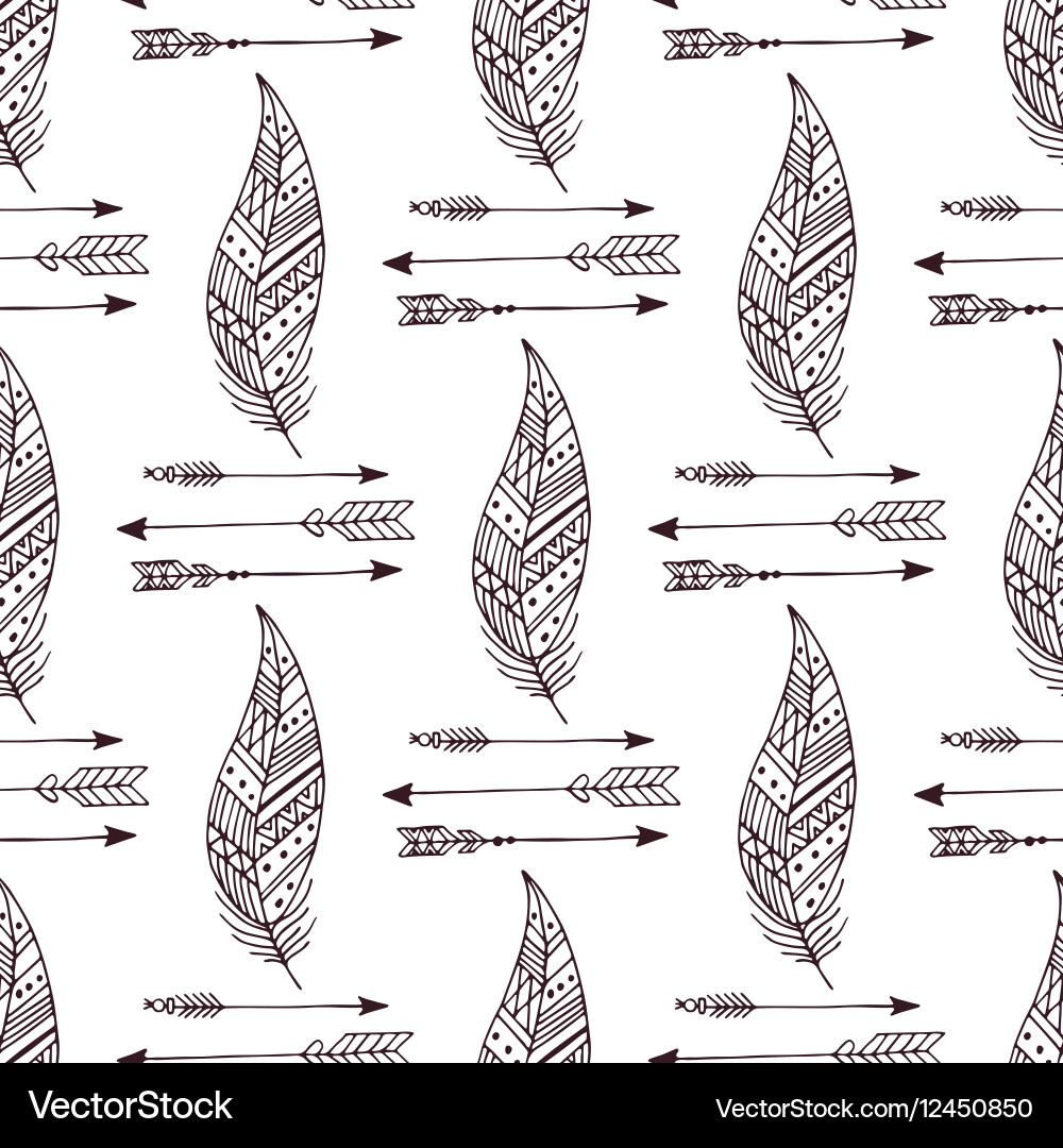 Boho hand drawn doodle seamless pattern Royalty Free Vector