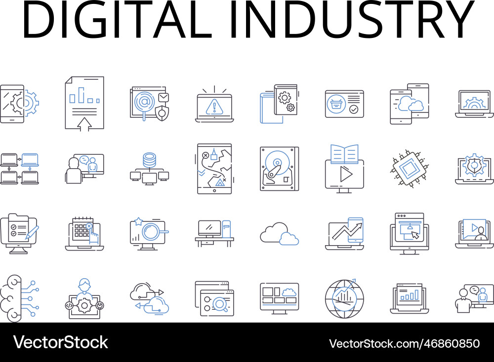 Digital industry line icons collection online Vector Image Digital industry line icons collection online Vector Image