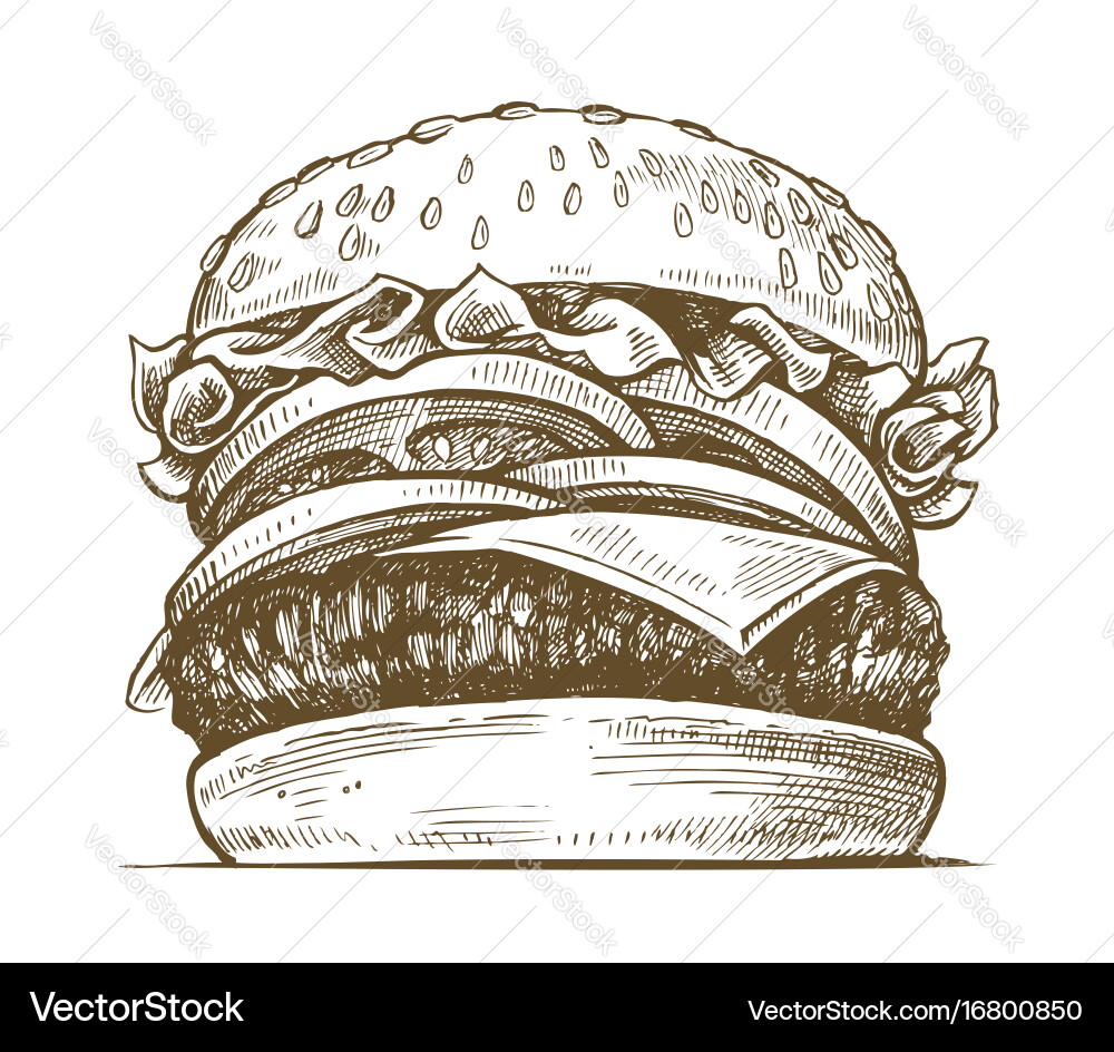 Hand drawn hamburger Royalty Free Vector Image