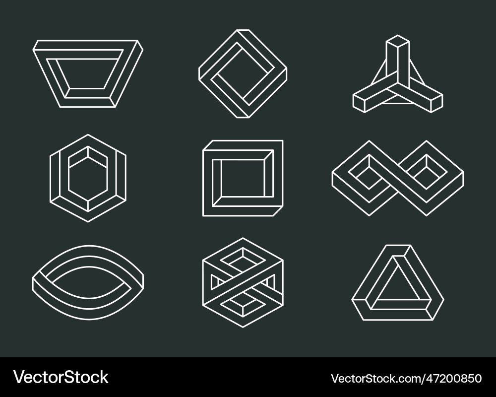 Impossible Geometric Shapes Premium Vector | Impossible Shapes Optical