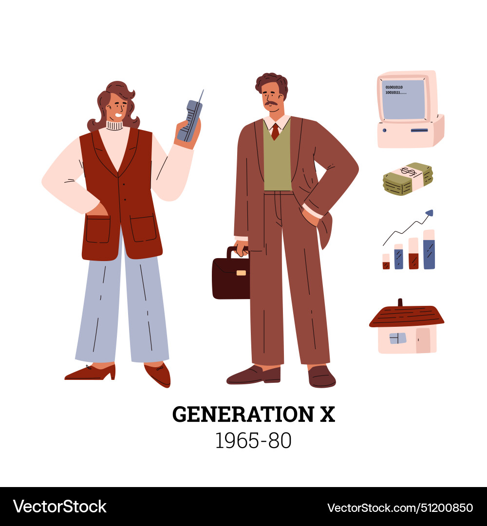 People generation x 1965-80 social development Vector Image