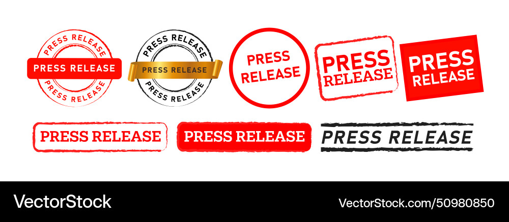 Press release stamp and seal badge label sticker Vector Image