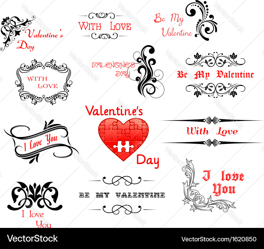 Romantic Valentine's Day Headers Royalty Free Vector Image