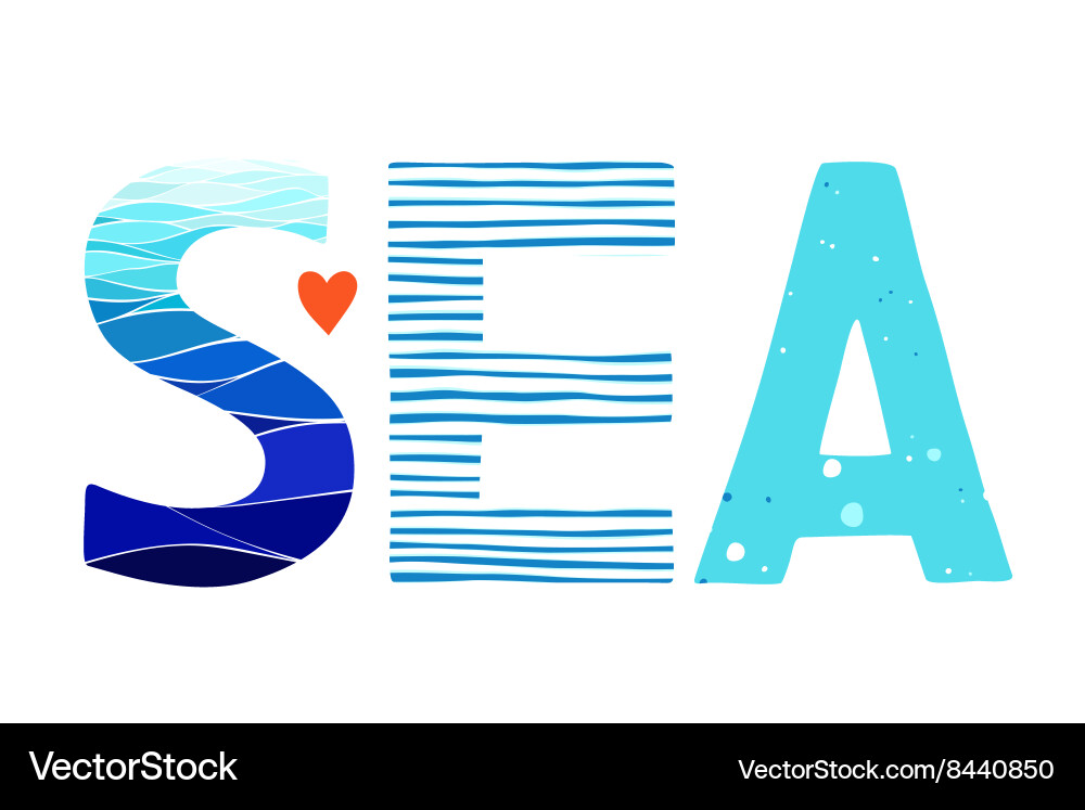 Sea lettering with backgrounds Royalty Free Vector Image