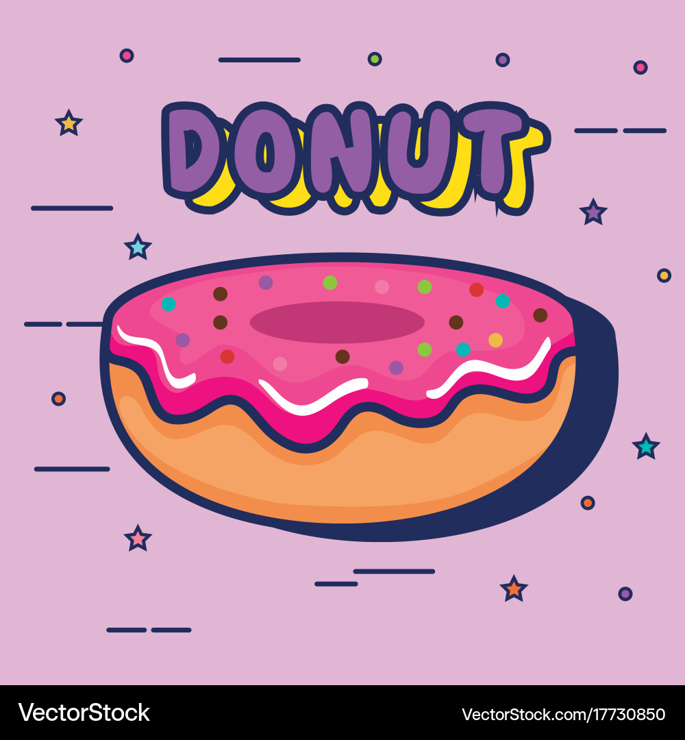 Sweet donut pop art style Royalty Free Vector Image