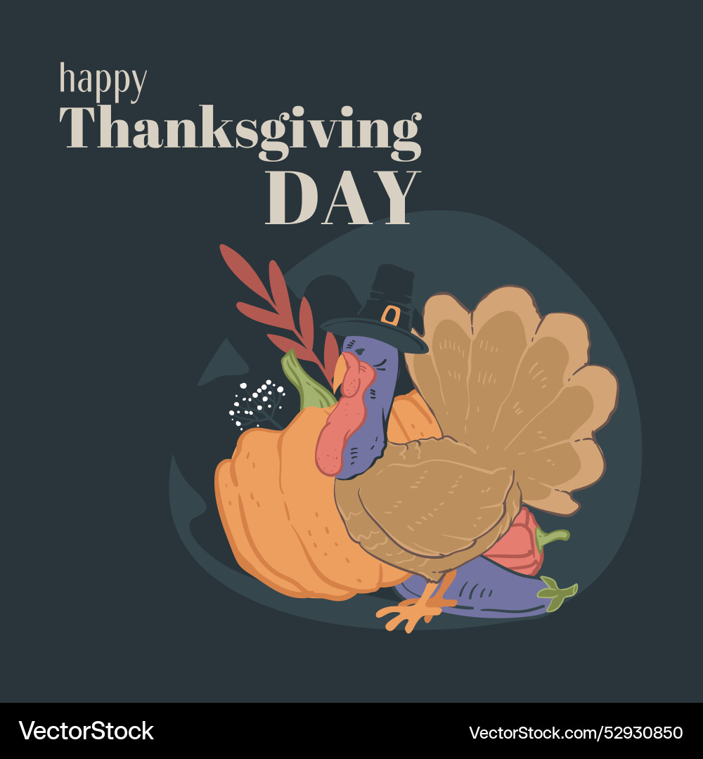 Thanksgiving pilgrim turkey Royalty Free Vector Image
