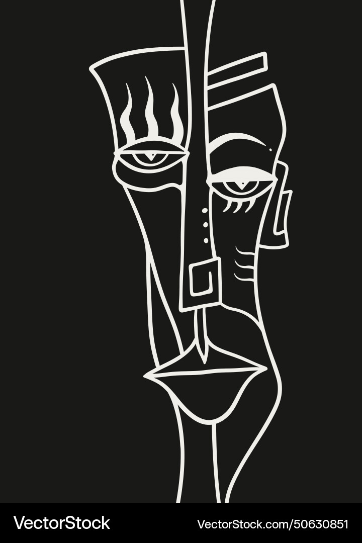 A face in line art with an abstract style Vector Image