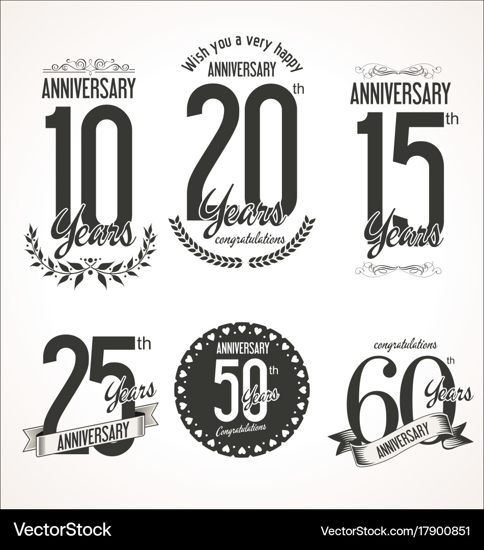 Anniversary Celebration Signs Royalty Free Vector Image
