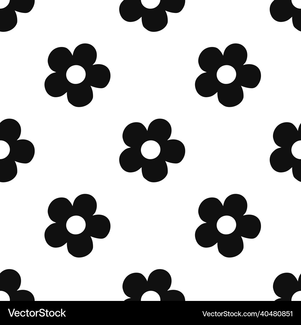 Black and white seamless flower pattern Royalty Free Vector
