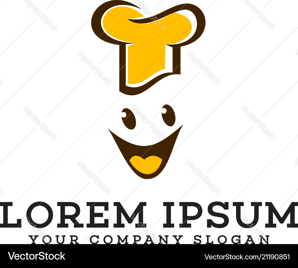 Chef smile logo design concept template Royalty Free Vector