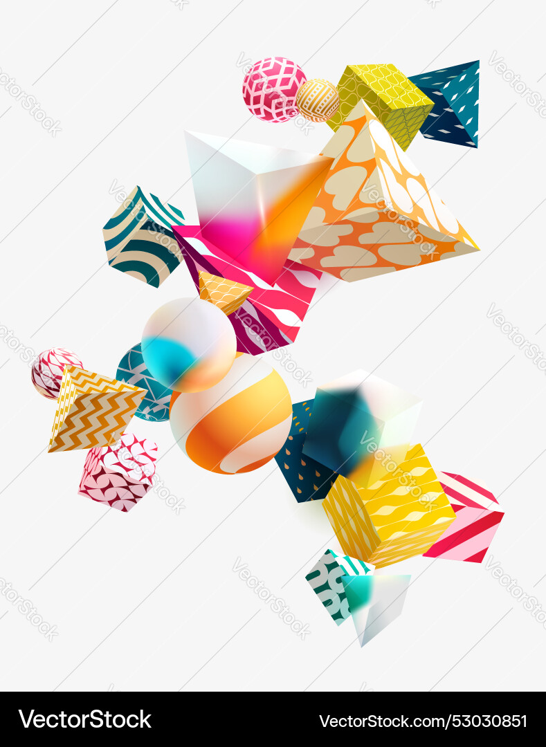 Colored 3d geometric shapes composition of cubes Vector Image