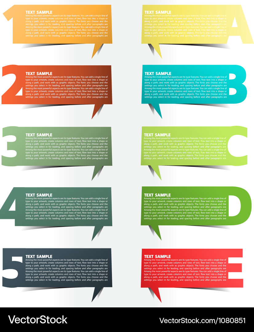 Colorful presentations with letters and numbers Vector Image