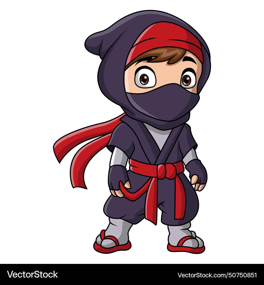 Cute ninja boy cartoon on white background Vector Image
