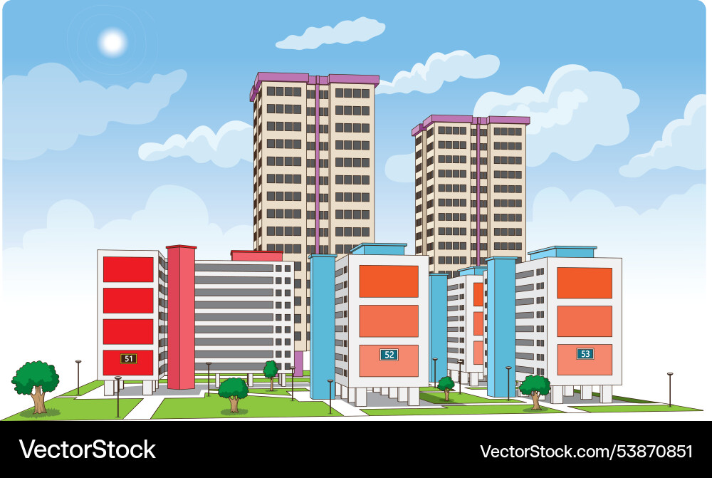 Dangoh sg public housing flat 30 Royalty Free Vector Image