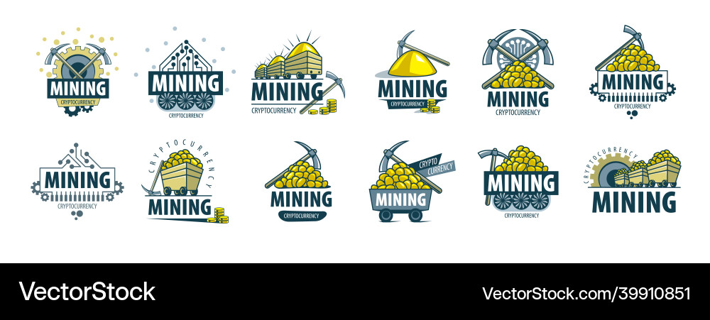 Digital currency mining abstract sign Royalty Free Vector
