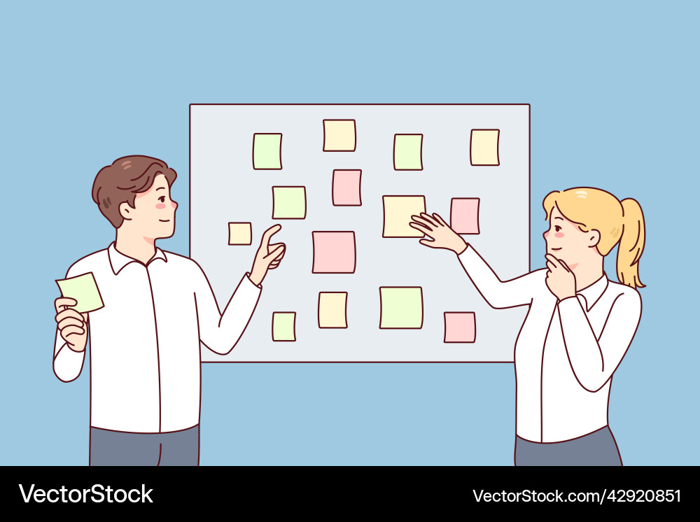 Employees engaged in creative thinking office Vector Image