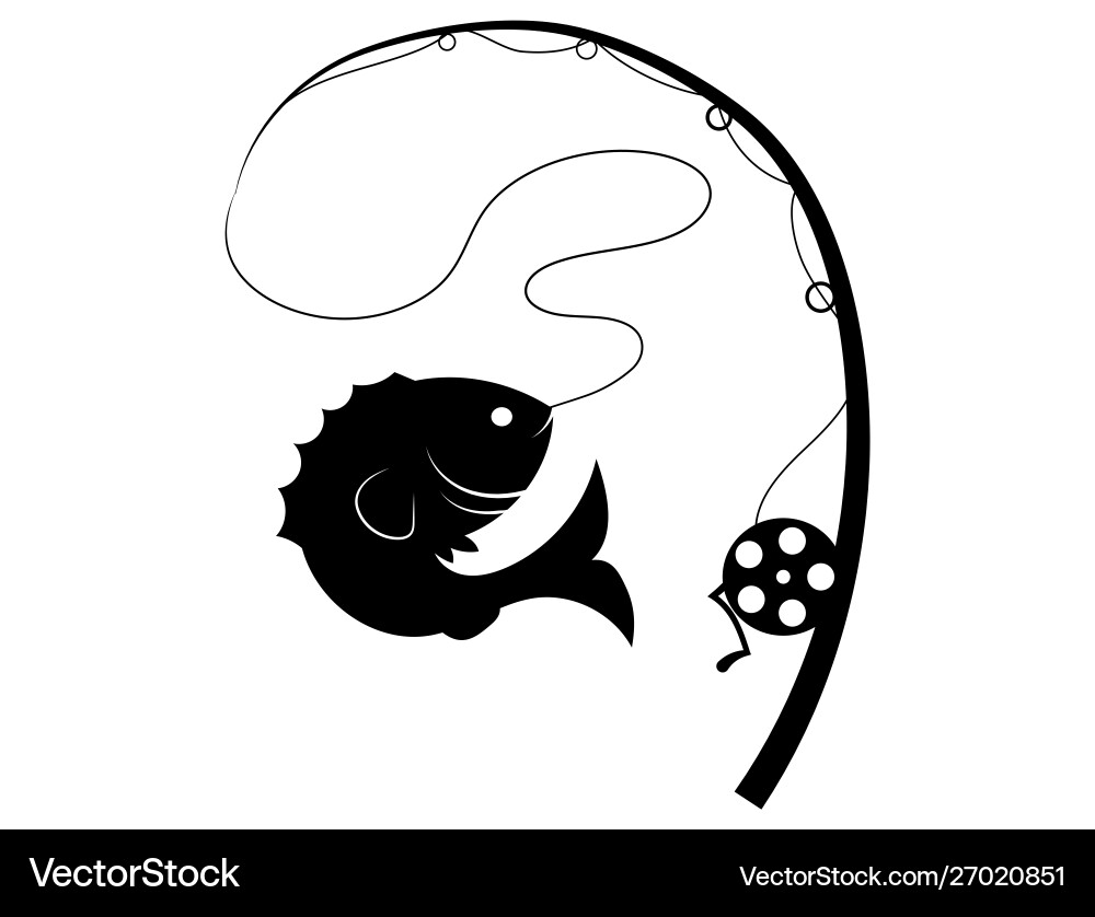 Fishing logo black and white Royalty Free Vector Image