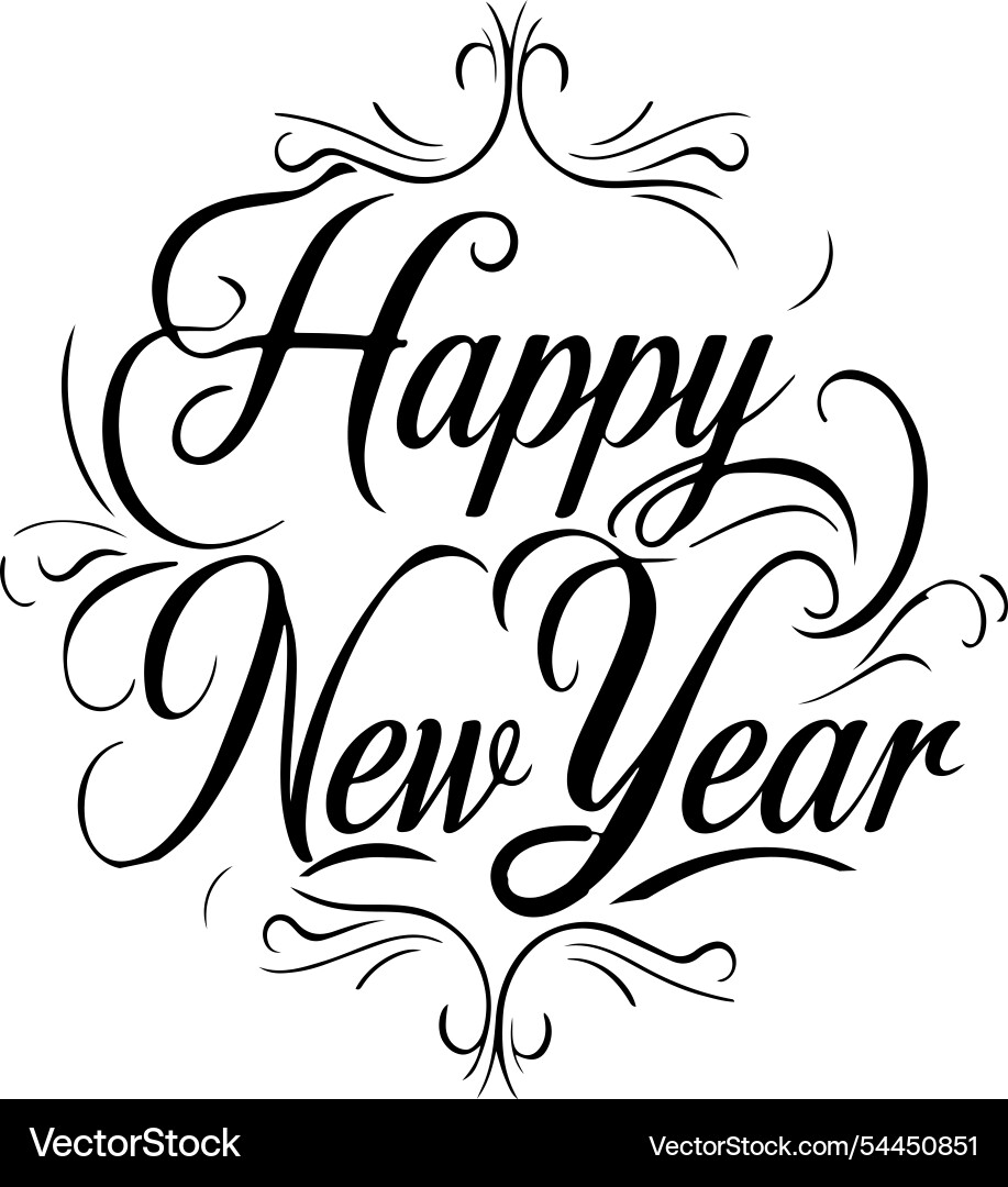 Happy new year calligraphy design modern font Vector Image