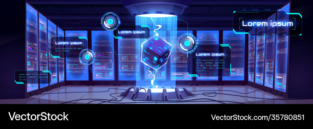 Infographic background with database center Vector Image