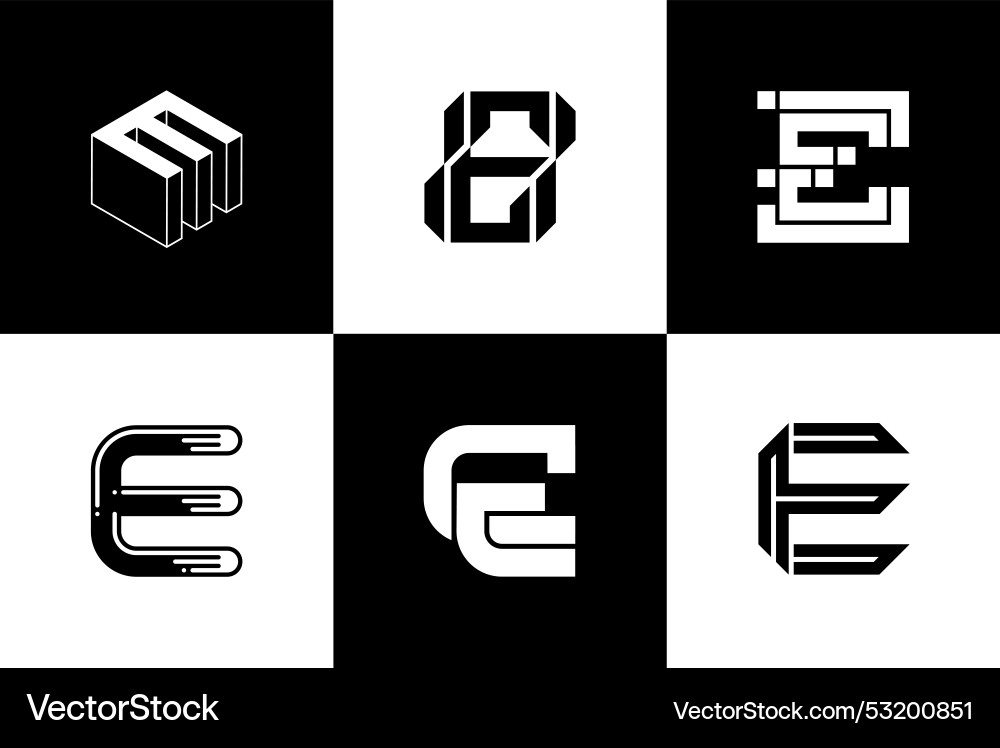 Letter e fonts and logo design Royalty Free Vector Image