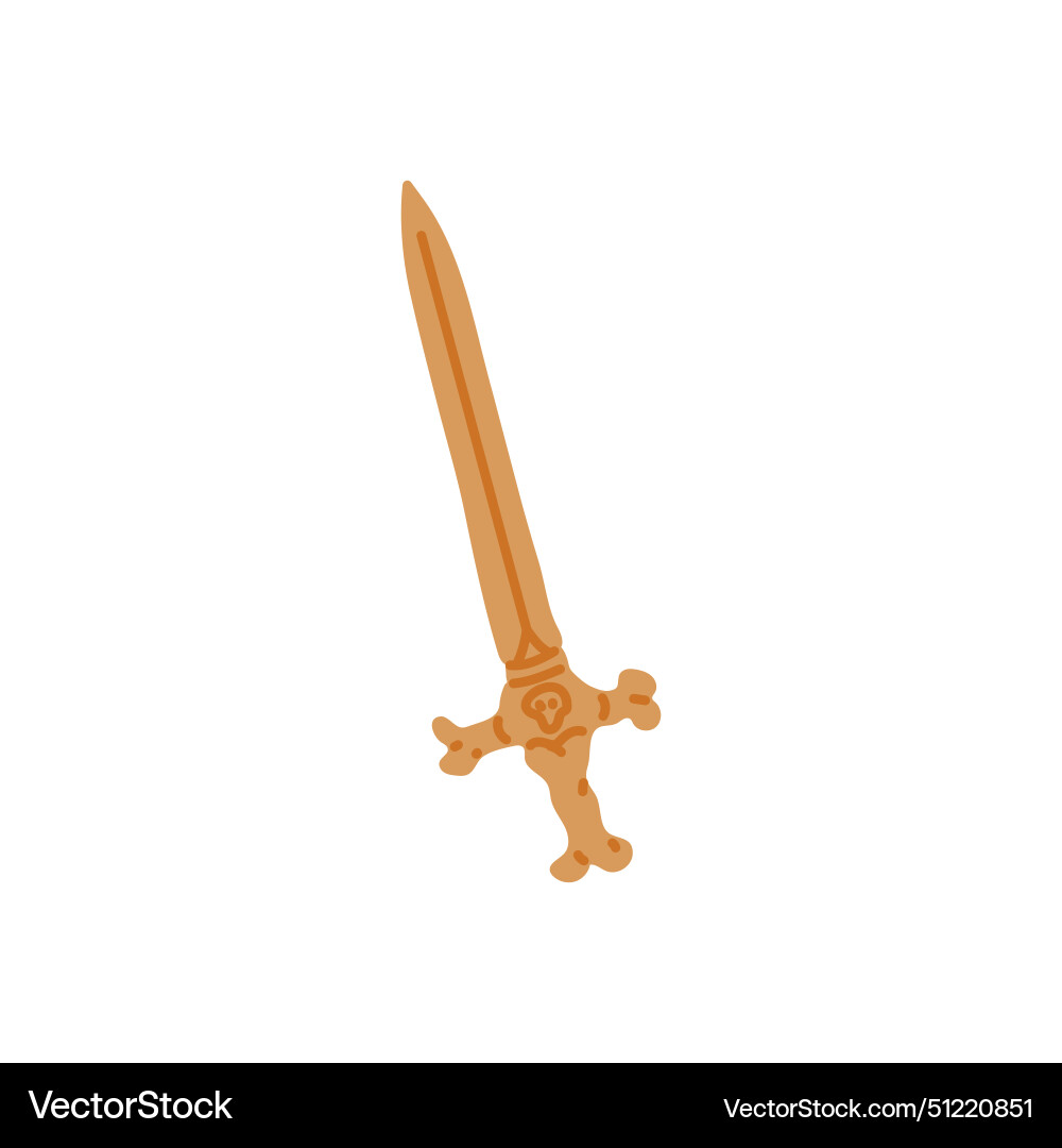 Medieval sword flat icon cartoon knight Royalty Free Vector