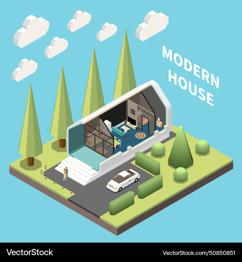 Modular frame building isometric Royalty Free Vector Image