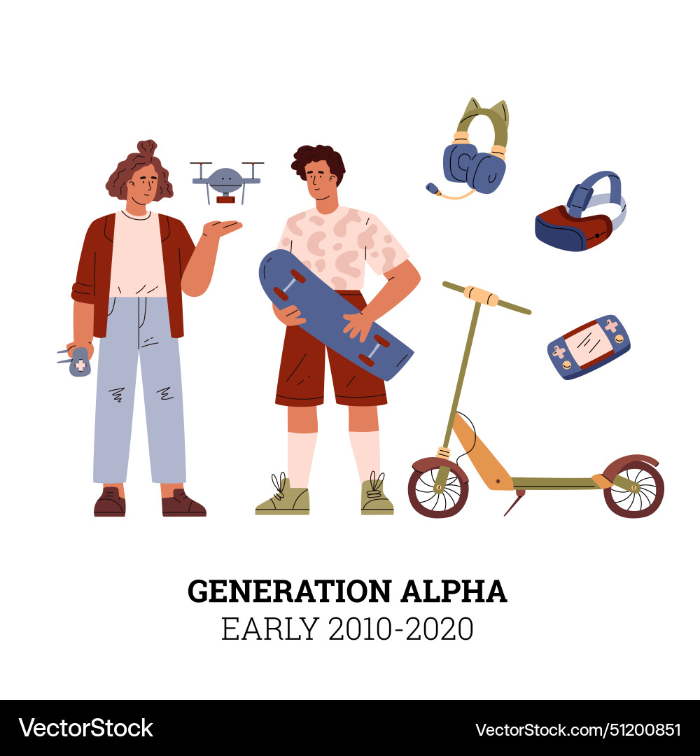 People generation alpha 2010-2020 social Vector Image
