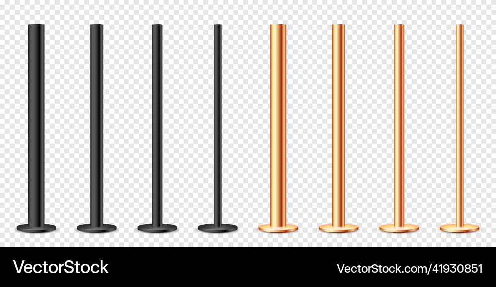 Realistic metal poles collection isolated Vector Image