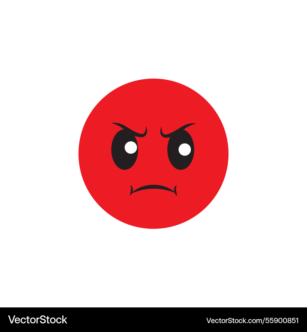Red angry face gesture emoji expression Royalty Free Vector