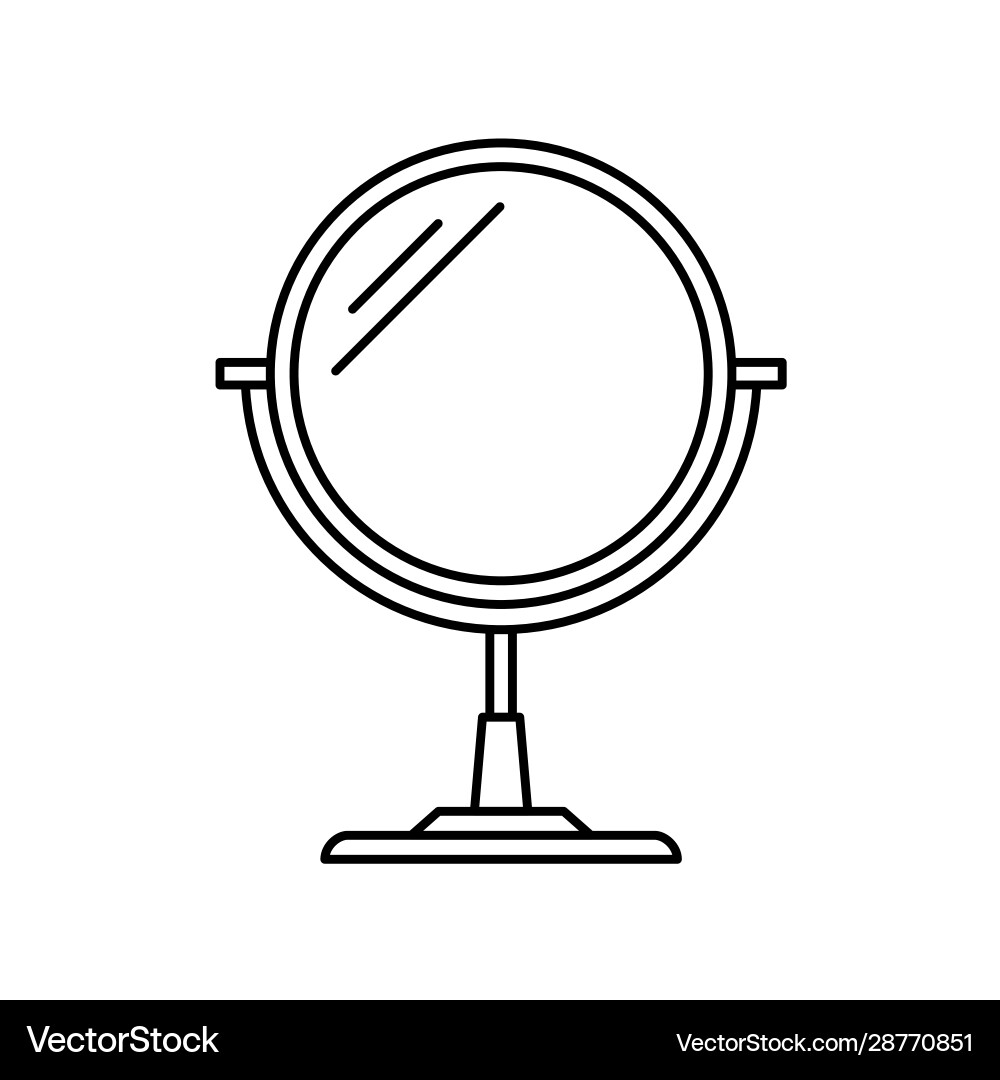 Round makeup cosmetic mirror symbol thin line Vector Image
