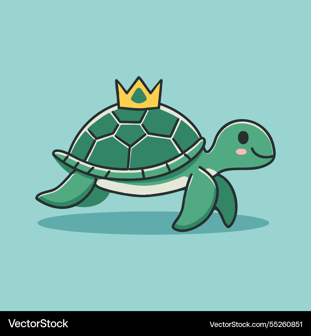 Sea turtle with crown Royalty Free Vector Image