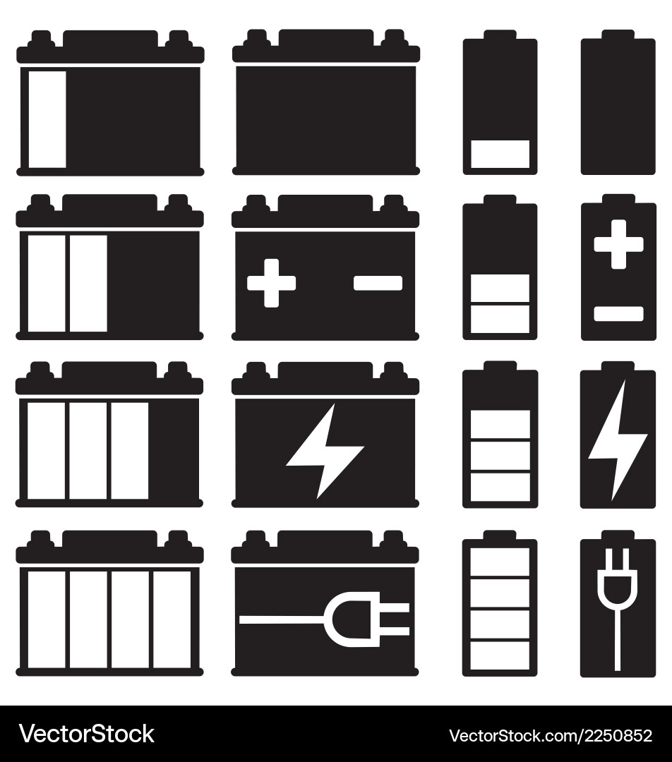 Battery Icon Collection Royalty Free Vector Image