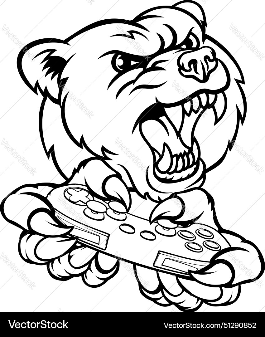 Bear gamer mascot Royalty Free Vector Image - VectorStock