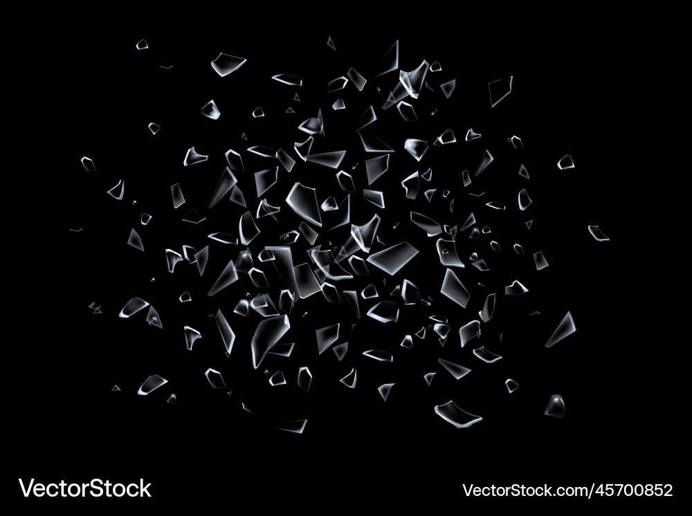 Broken glass shards explosion debris black Vector Image