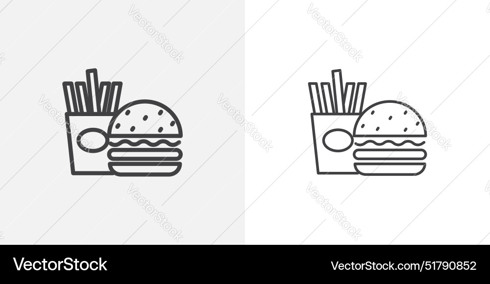 Burger fries line icon set Royalty Free Vector Image
