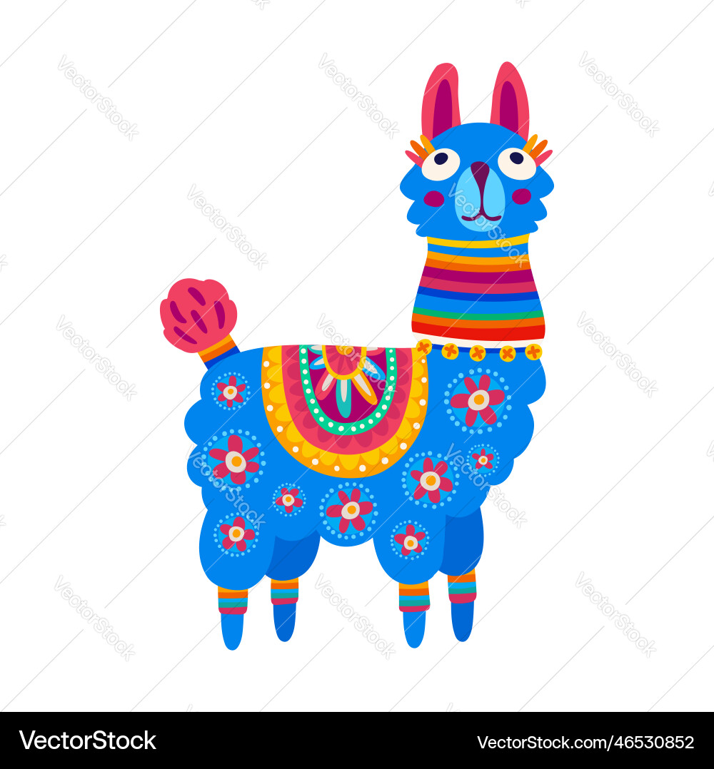 Chile llama alpaca wild camel cartoon character Vector Image