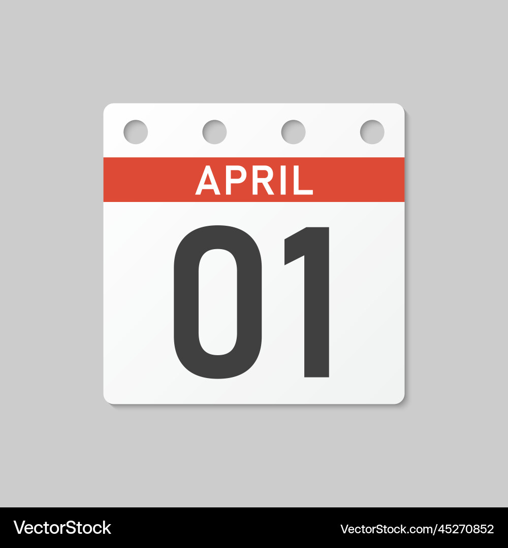 Icon page calendar day - 1 april Royalty Free Vector Image