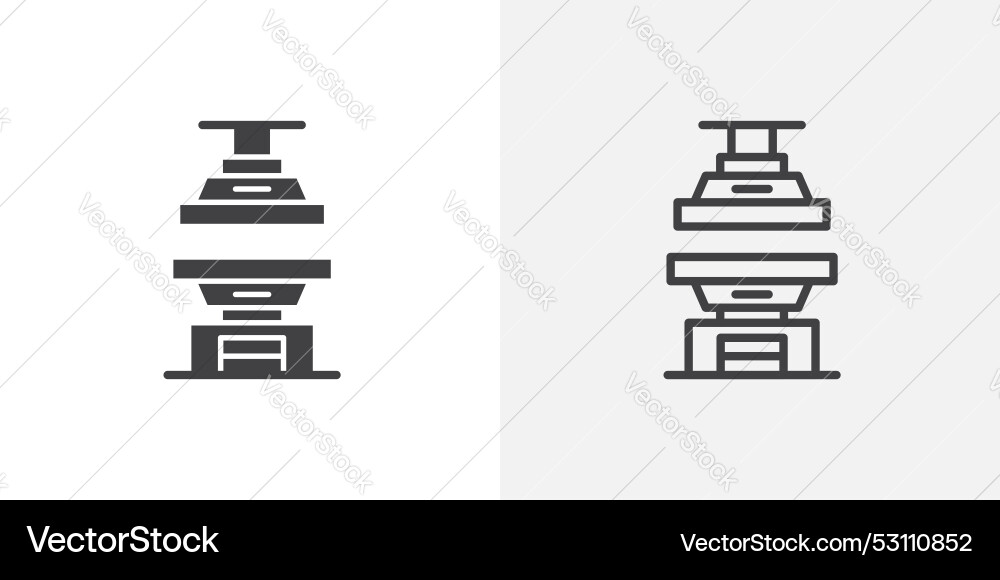 Machine press thin line icon set Royalty Free Vector Image