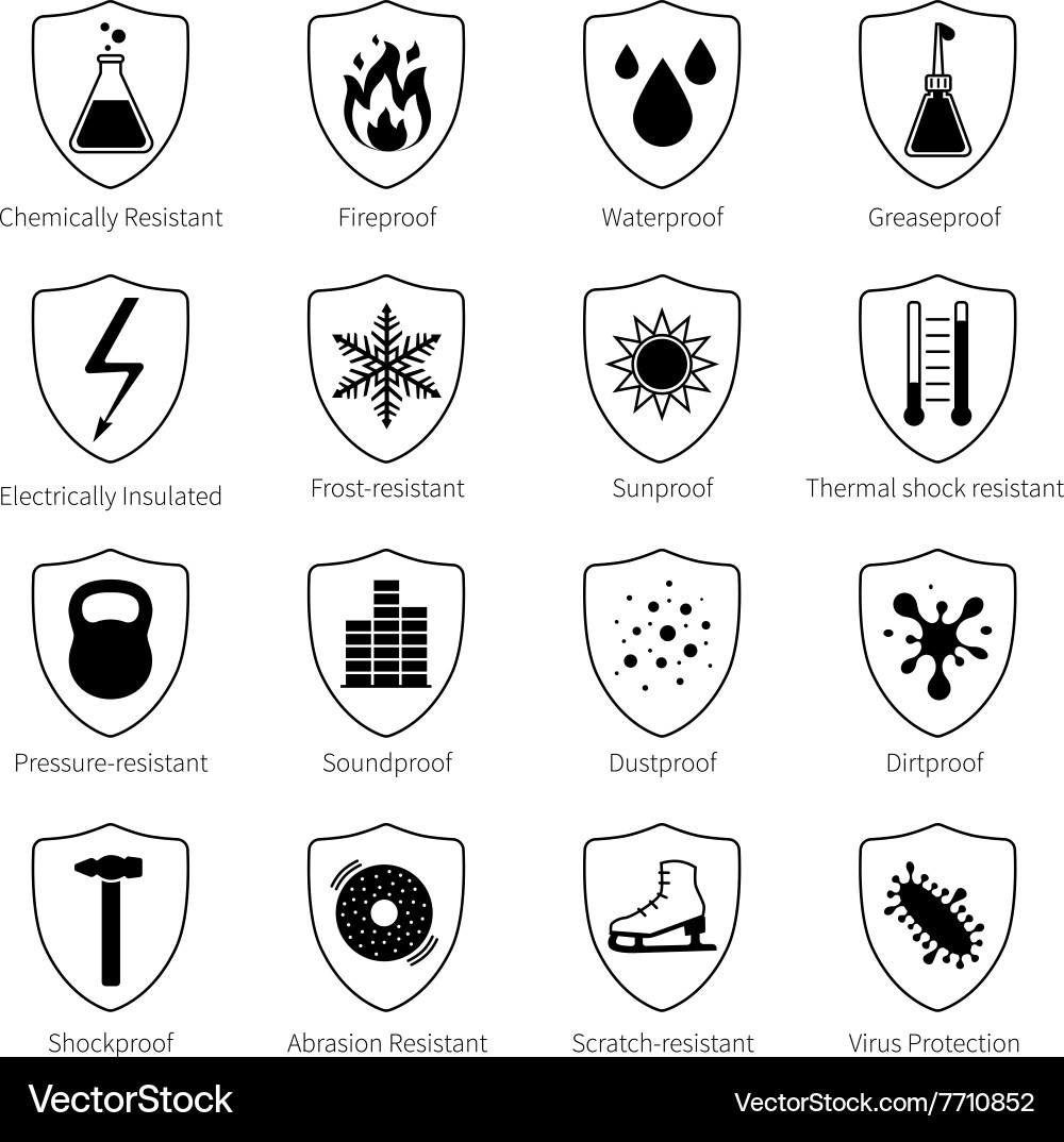 Protection proof black icons Royalty Free Vector Image