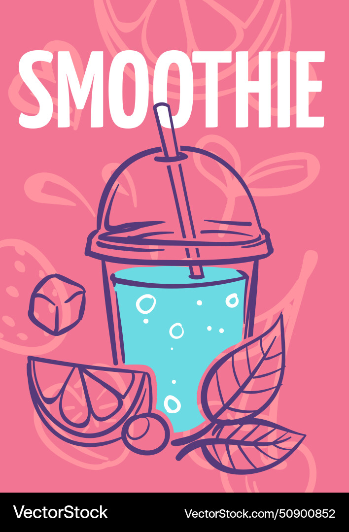 Smoothie flyer fresh summer cocktail bar banner Vector Image